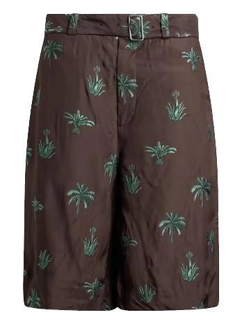 JIL SANDER Tropical Embroidered Bermuda Shorts - Brown
