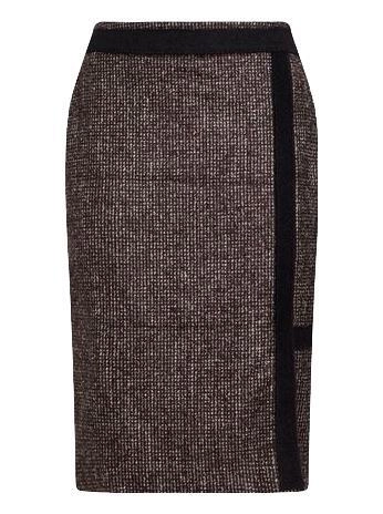 MOORER Midi Skirt In Virgin Wool, Silk, And Polyamide - Brown