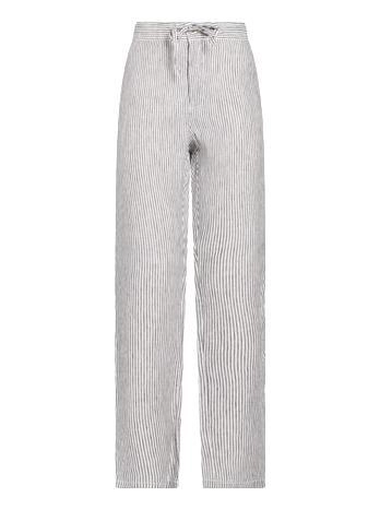120% Lino Linen Striped Tapered Leg Pants - Navy
