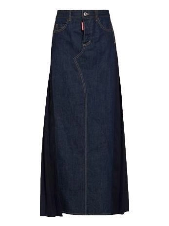 Dsquared2 Maxi Skirt In Virgin Wool And Cotton - Blue