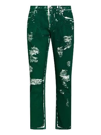 Dolce & Gabbana Straight-leg Distressed Cotton Jeans - Green