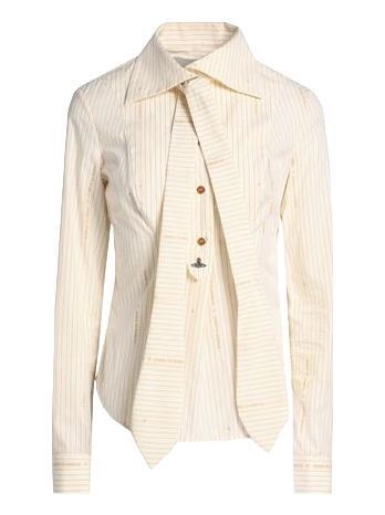 VIVIENNE WESTWOOD Striped Cotton And Viscose Blend Shirt With Bow Detail - Yellow