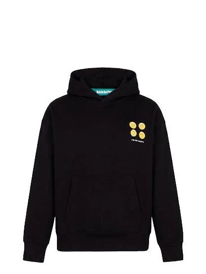 BARROW Cotton Terry Hoodie With Graphic Print - Black