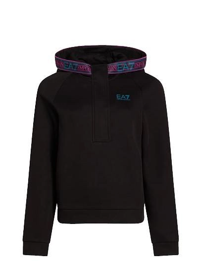 EA7 Cotton And Polyester Blend Sweatshirt With Logo Detail - Black