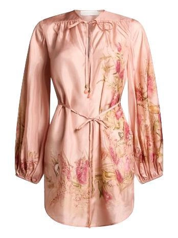 Zimmermann Silk Floral-print Blouse - Pink