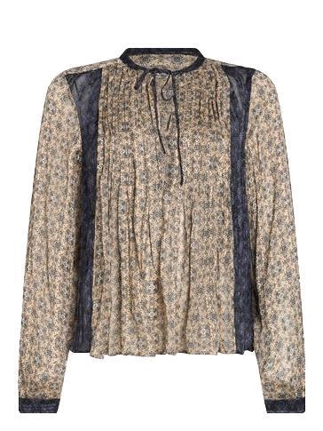 Rag & Bone Viscose Blend Metallic Fiber Blouse - Beige