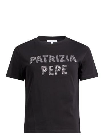 Patrizia Pepe Cotton Jersey T-shirt With Crystal Embellishments - Black