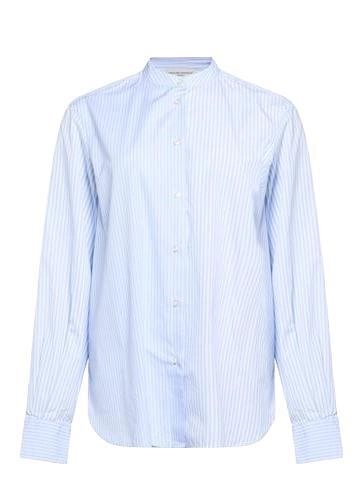 Officine Générale Asymmetric Striped Cotton Poplin Shirt - Blue