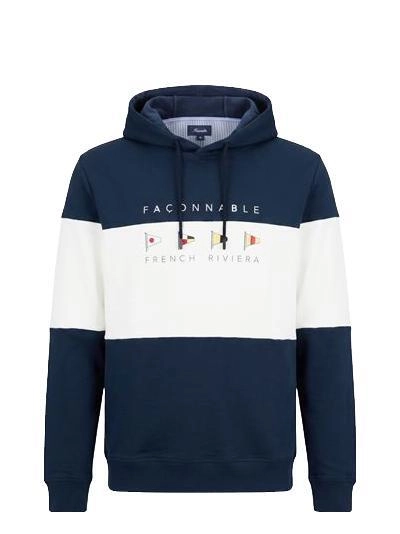 Façonnable Multicolored Printed Hoodie - Navy