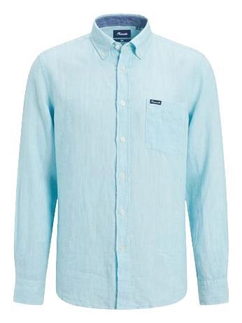 Façonnable Shirt Turquoise Size Linen - Blue