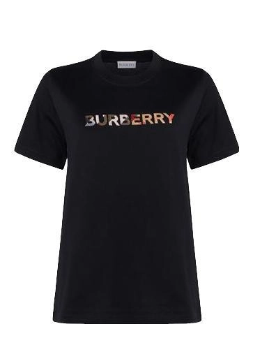Burberry Cotton T-shirt With Embroidered Logo - Black