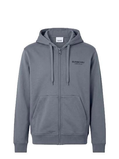 Burberry Slate Cotton Terry Hoodie - Blue