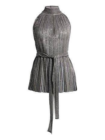 Missoni Ribbed Knit Halterneck Top With Sequins - Grey