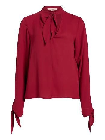 CARLA G. Polyester Bow Blouse - Red