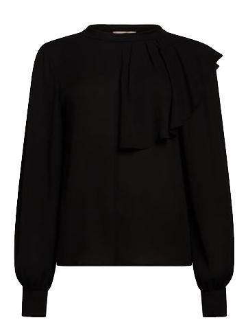 CARLA G. Long Sleeve Ruffle Top - Black