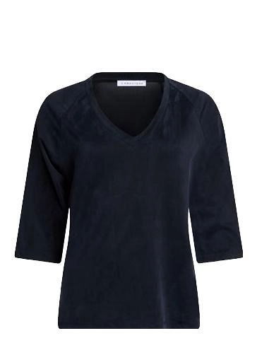 CARACTÈRE Military Cupro Elastane 3/4 Sleeve Tee - Blue