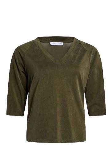 CARACTÈRE Military Cupro Elastane 3/4 Sleeve Tee - Green