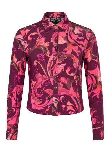 Versace Viscose Blend Floral Print Shirt - Plum