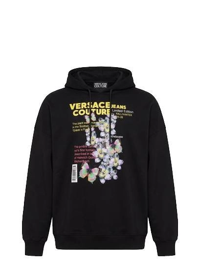 Versace Cotton Terry Hooded Sweatshirt - Black