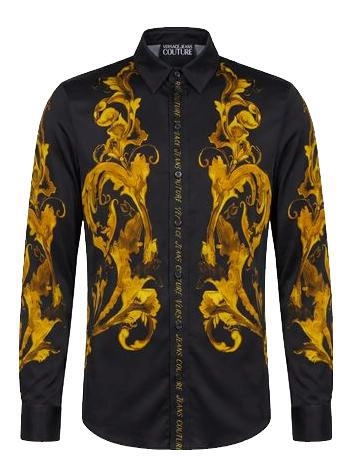 Versace Viscose Blend Floral Print Shirt - Black