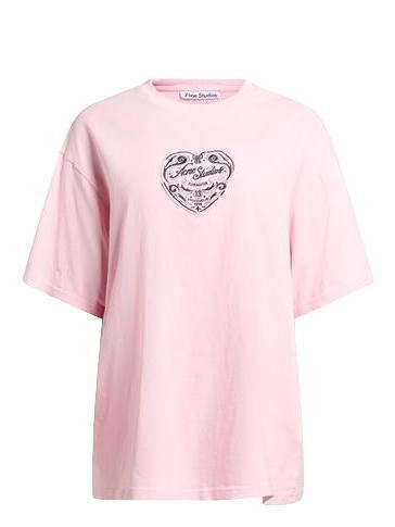 Acne Studios Cotton T-shirt With Logo Appliqu - Pink