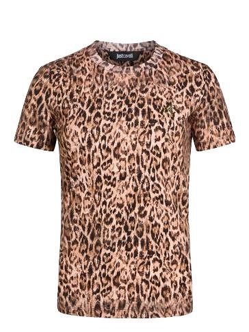 Just Cavalli Leopard Print Cotton T-shirt - Beige