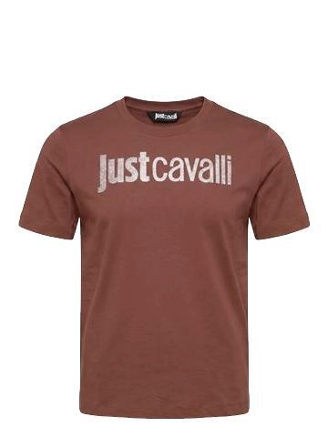 Just Cavalli Flocked Logo Print T-shirt - Brown