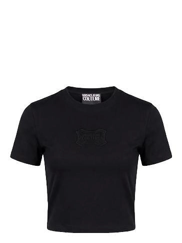 Versace Cotton Elastane Crop T-shirt - Black