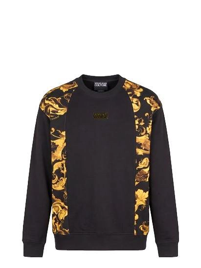 Versace Cotton Sweatshirt With Signature Print - Black