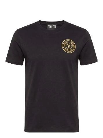 Versace Cotton Elastane Logo Print T-shirt - Black
