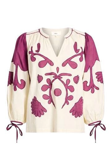 Ba&sh Cream Seersucker Paisley-print Embroidered Blouse - White