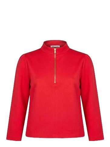 Ba&sh Puffed Sleeve Mock Neck Top - Red