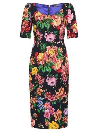 Dolce & Gabbana Floral Print Midi Dress - Black