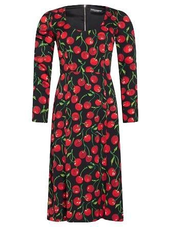 Dolce & Gabbana Silk Blend Midi Dress With Long Sleeves - Black