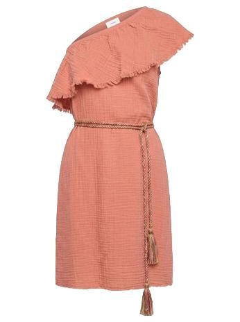 Xirena One-shoulder Seersucker Mini Dress With Ruffle And Fringe Detail - Pink
