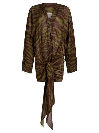 Attico Military Cotton Zebra-print Midi Dress - Green