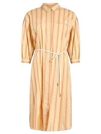 Peserico Pescorico Pastel Striped Cotton Midi Shirt Dress - Yellow