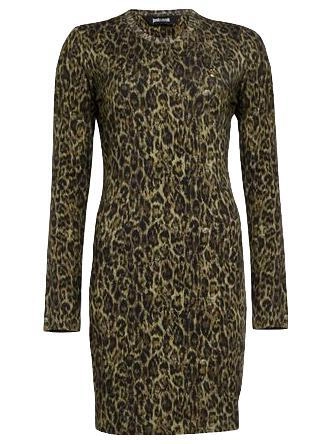 Just Cavalli Military Cotton Blend Long Sleeve T-shirt Dress - Green