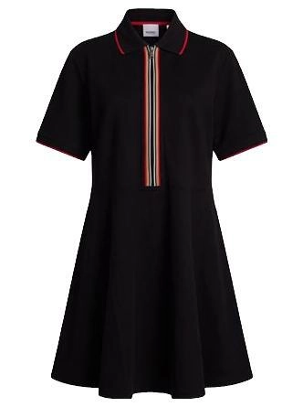 Burberry Cotton Piqué Polo Dress With Appliqués - Black