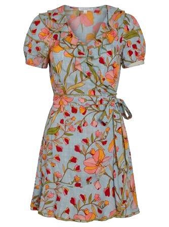 Poupette St Barth Sky Viscose Floral-print Ruffled Mini Dress - Blue