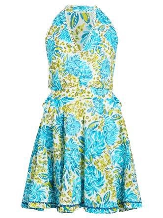 Poupette St Barth Floral Print Shirred Halterneck Mini Dress - Blue