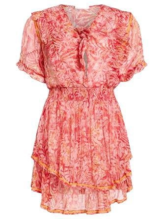 Poupette St Barth Multicolor Georgette Ruffled Mini Dress - Red