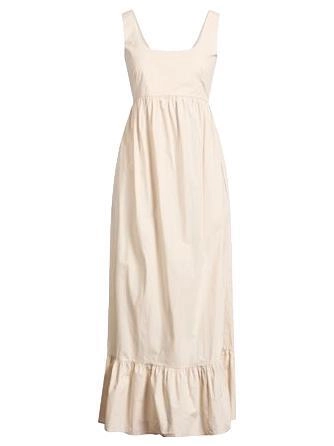COMPAGNIA ITALIANA Cotton Maxi Dress With Ruffles And Open Back - Beige