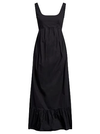 COMPAGNIA ITALIANA Cotton Maxi Dress With Ruffles And Open Back - Black