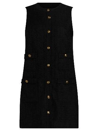 Sandro Tweed Mini Dress With Button Embellishments - Black