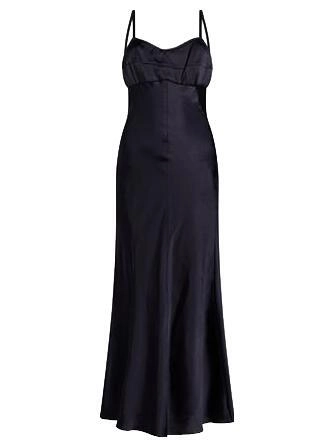 Sandro Satin Maxi Slip Dress - Blue