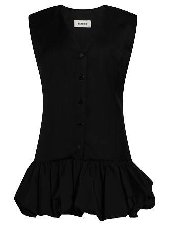 Sandro Canvas Poplin Mini Dress - Black