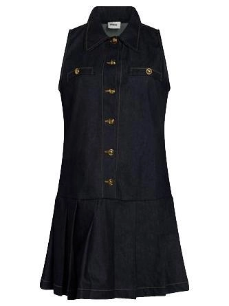 Sandro Denim Sleeveless Button-embellished Mini Dress - Blue