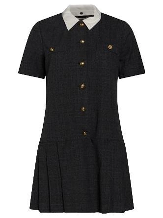 Sandro Mini Dress In Charcoal Polyester, Viscose, And Elastane - Grey