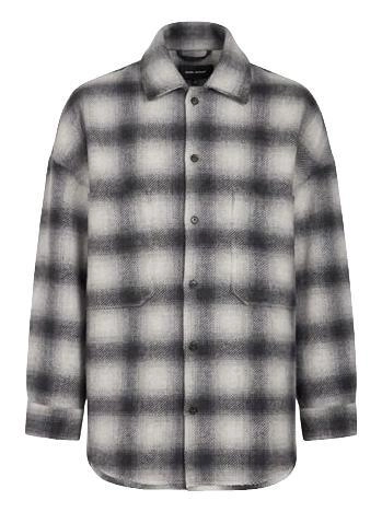 Isabel Benenato Checked Wool Single-breasted Coat - Grey
